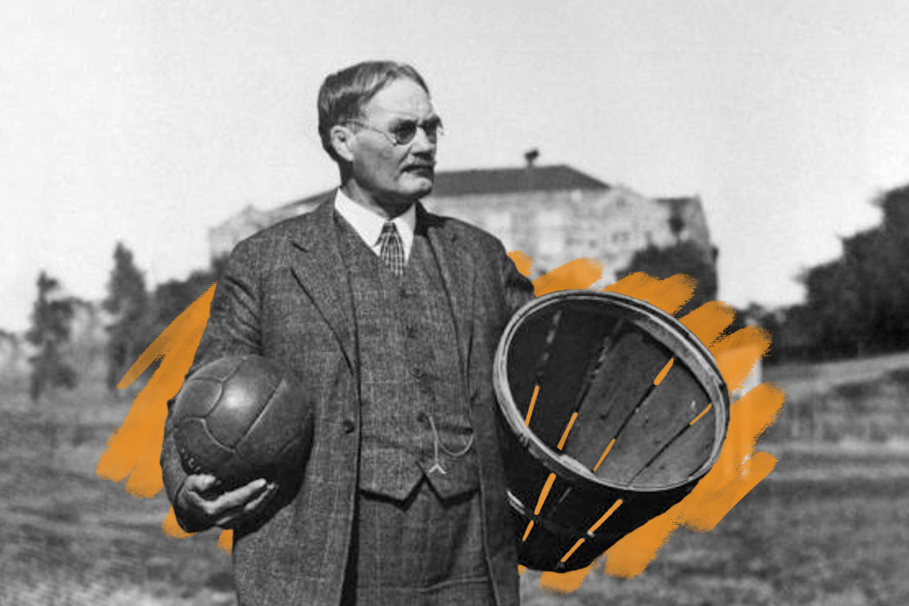 Basketball was originally played with a soccer ball. — History Facts